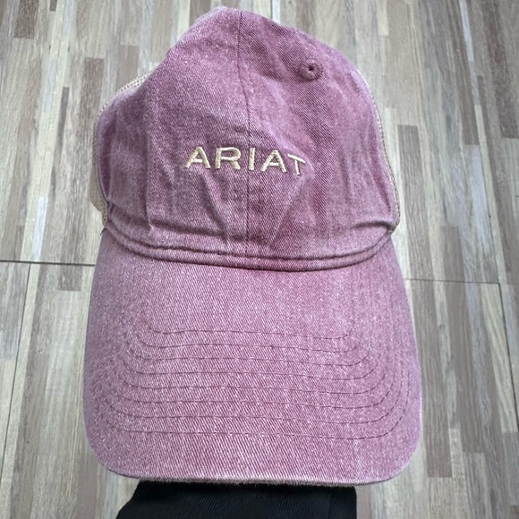 Ariat | Accessories | Ariat Pink And Tan Mesh Trucker Hat With Velcro ...